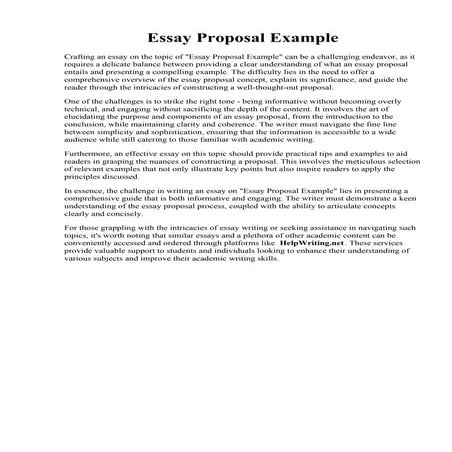 Essay Proposal Example | PDF