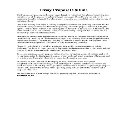 Essay Proposal Outline. 17 Proposal Outline Templates - DOC, PDF | PDF