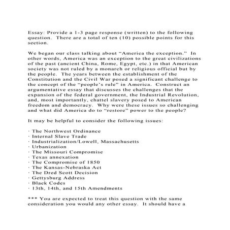 Essay Provide a 1-3 page response (written) to the following ques.docx ...