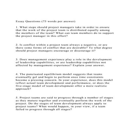 Essay Questions (75 words per answer)1. What steps should pr | DOCX