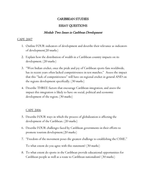 Caribbean Studies Caribbean society and culture | DOCX