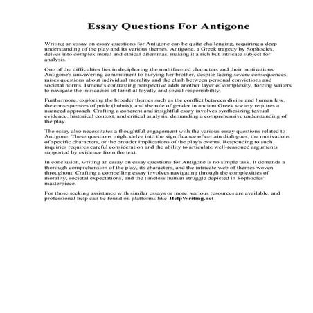 Antigone Essay Topics | PDF
