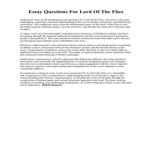 Essay Questions For Lord Of The Flies.pdfEssay Questions For Lord Of ...
