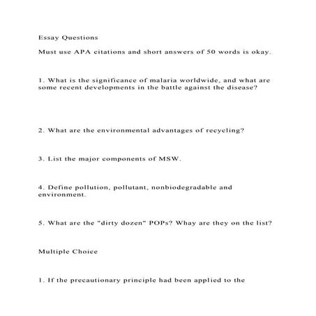Essay QuestionsMust use APA citations and short answers of 50 wor.docx