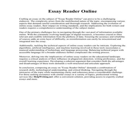 Essay Reader Online | PDF