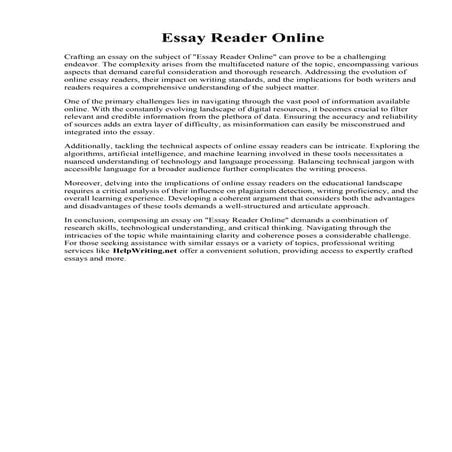 Essay Reader Online | PDF