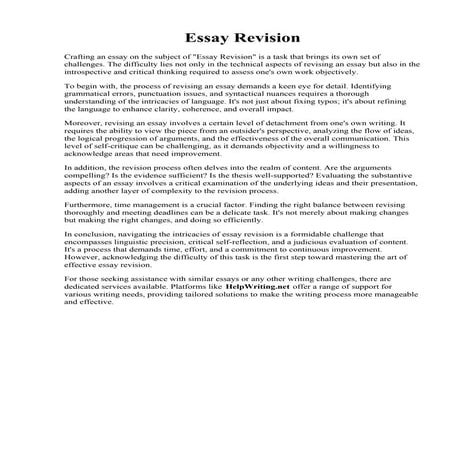 Essay Revision | PDF