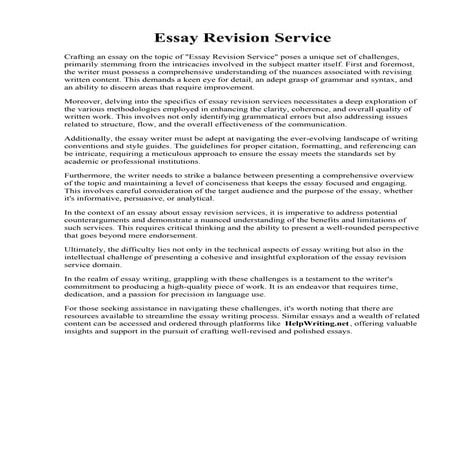 Essay Revision Service | PDF
