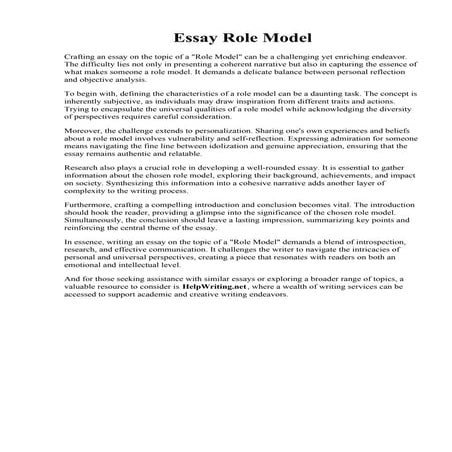 Essay Role Model. Business paper: A role model essay | PDF