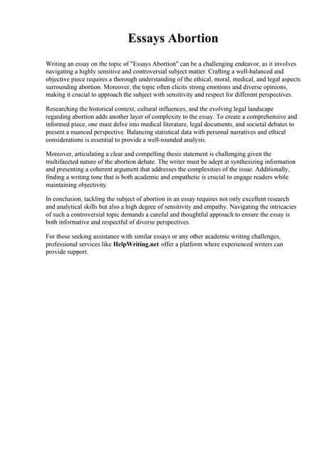 Abortion Essay Introduction | PDF