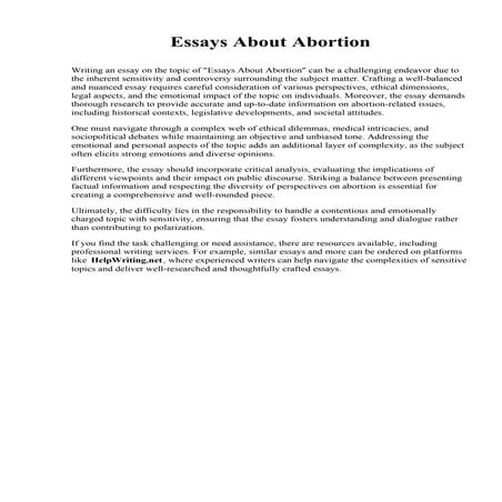 Abortion Essay Introduction | PDF