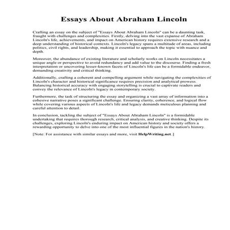 Essays About Abraham Lincoln.pdf