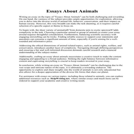 Essays About Animals | PDF