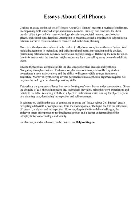 Persuasive Essay Cell Phones. Logos Evangelical Seminary | PDF