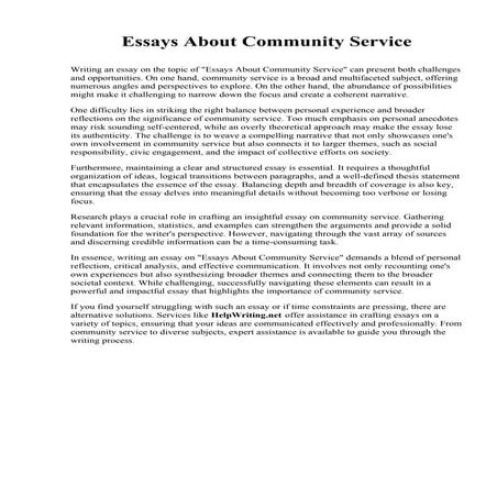Essays About Community Service | PDF