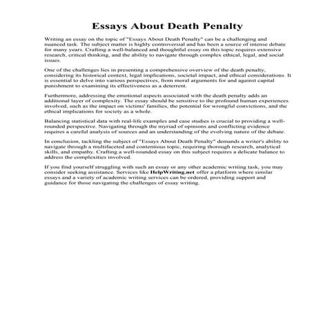 Essays About Death Penalty. Research Paper On Death Penalty PDF Capital ...