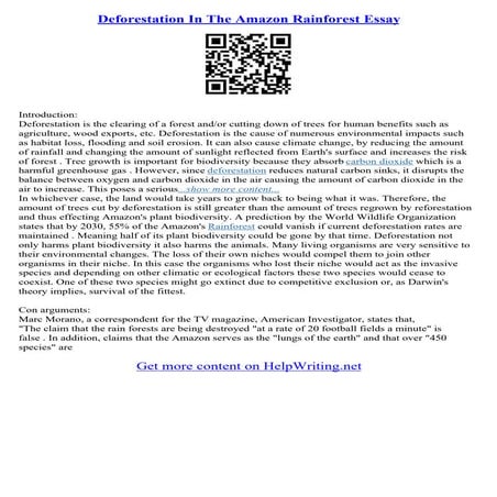 Essays About Deforestation | PDF