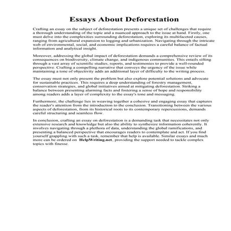 Essays About Deforestation | PDF | Environment | Science