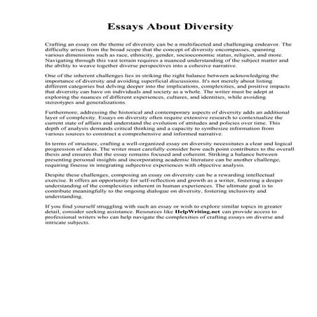 Essays About Diversity | PDF | Homework and Study | Education