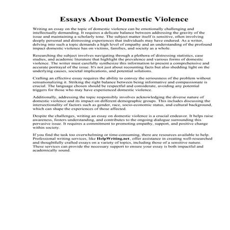 Essays About Domestic Violence | PDF
