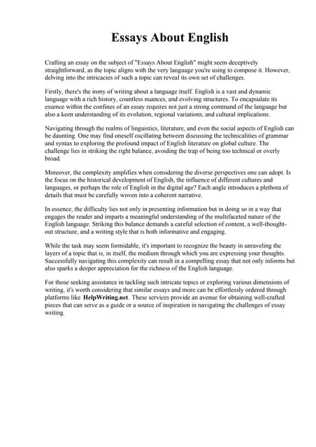 Essay On Importance Of English Language | PDF