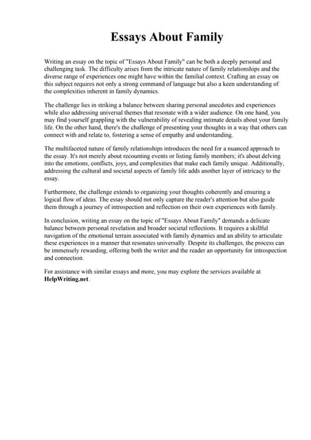 Family Essay Example | PDF