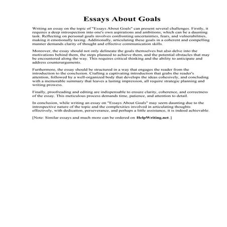 Essays About Goals. 021 Academic Goals Essay Example About Essays On ...
