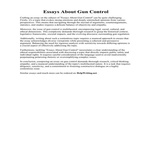 Essays About Gun Control | PDF