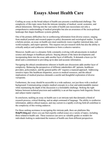 Essay On Healthcare.pdf | Medical Health