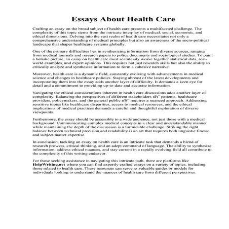 Essays About Health Care. Pin on Expert Essay Writing | PDF
