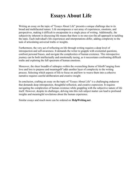 Sample Essay About Life.pdf