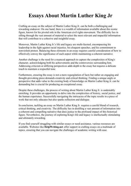 Martin Luther King Jr Essay Topics | PDF