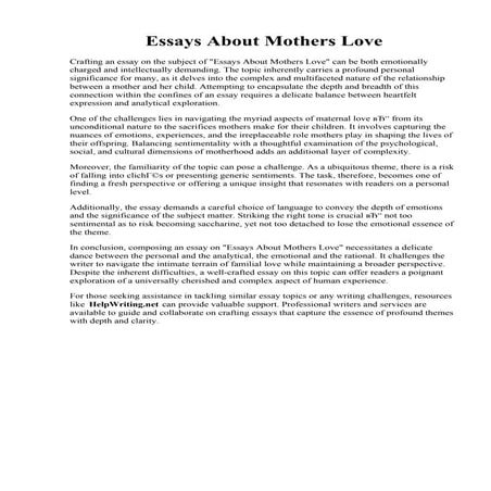 Essays About Mothers Love | PDF