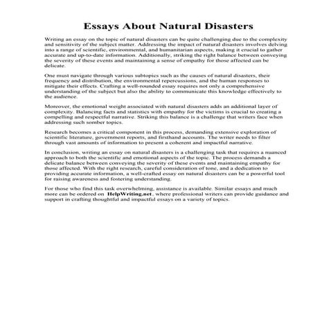 Essays About Natural Disasters | PDF
