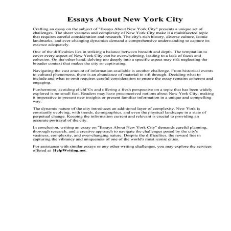 Essays About New York City | PDF