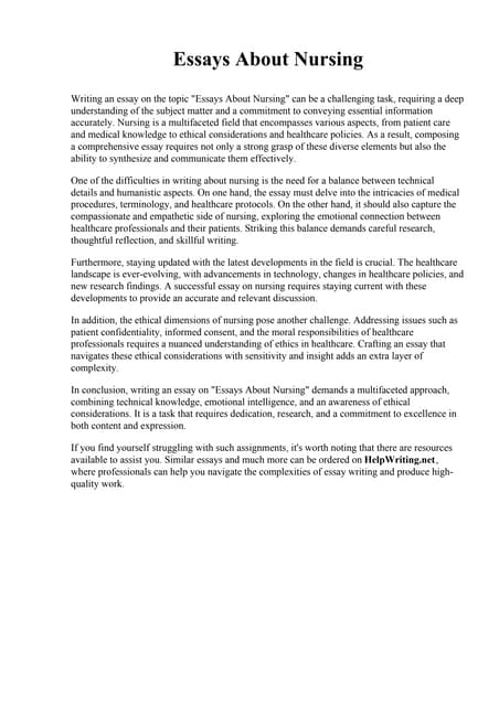 Nursing Essay Writing. Indiana University Southeast | PDF