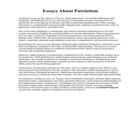 Essays About Patriotism. Cornell University | PDF
