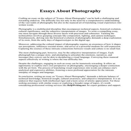 Essays About Photography. Ultimate Medical Academy | PDF