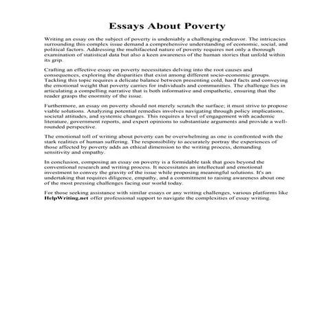 Essays About Poverty | PDF