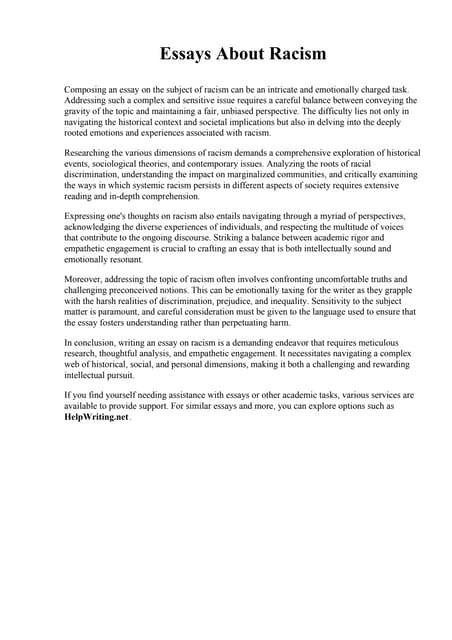 Racial Discrimination Essay Examples.pdf | Debated Sensitive Social ...