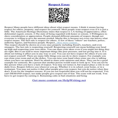 Essays About Respect | PDF