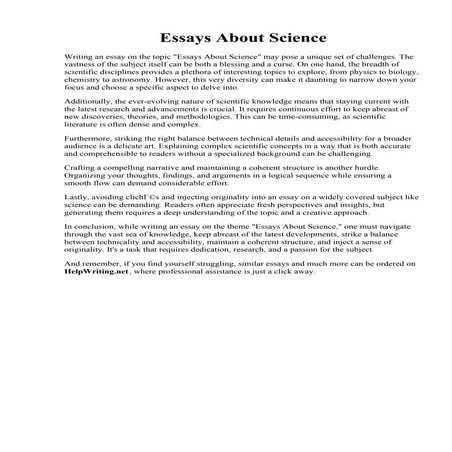 Essays About Science | PDF | Business Accounting & Finance | Business