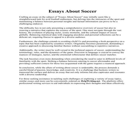 Essays About Soccer | PDF