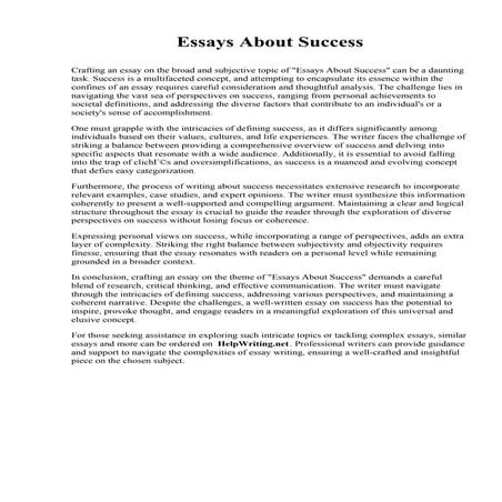Essay About Success. Sandhills Community College | PDF