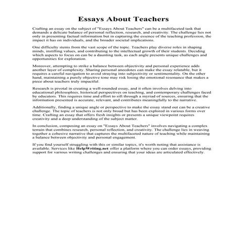 Essays About Teachers | PDF