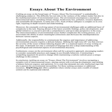 Essays About The Environment | PDF | Zoos & Aquariums | Attractions