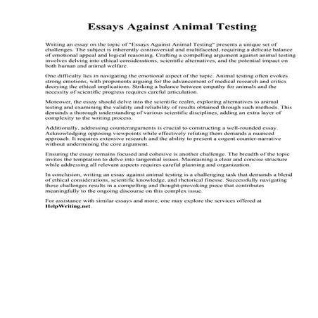 Essays Against Animal Testing | PDF