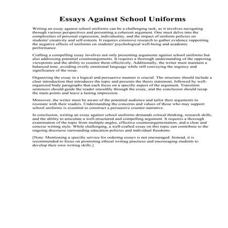 Essays Against School Uniforms. School uniform essay introduction ...