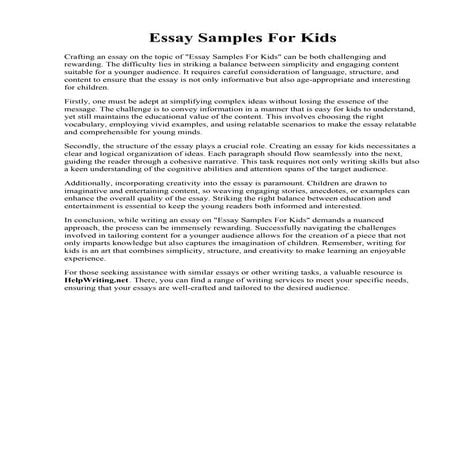 Essay Samples For Kids | PDF