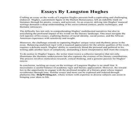 Essays By Langston Hughes | PDF
